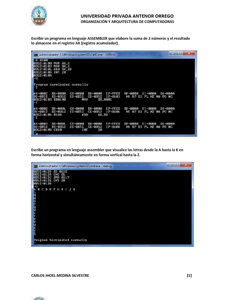 Programas en Assembler: Ejercicios Prácticos | PDF | Lenguaje ensamblador | Arquitectura de ...