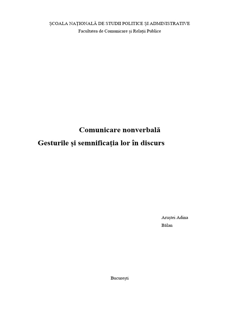 Proiect Comunicare Nonverbala | PDF