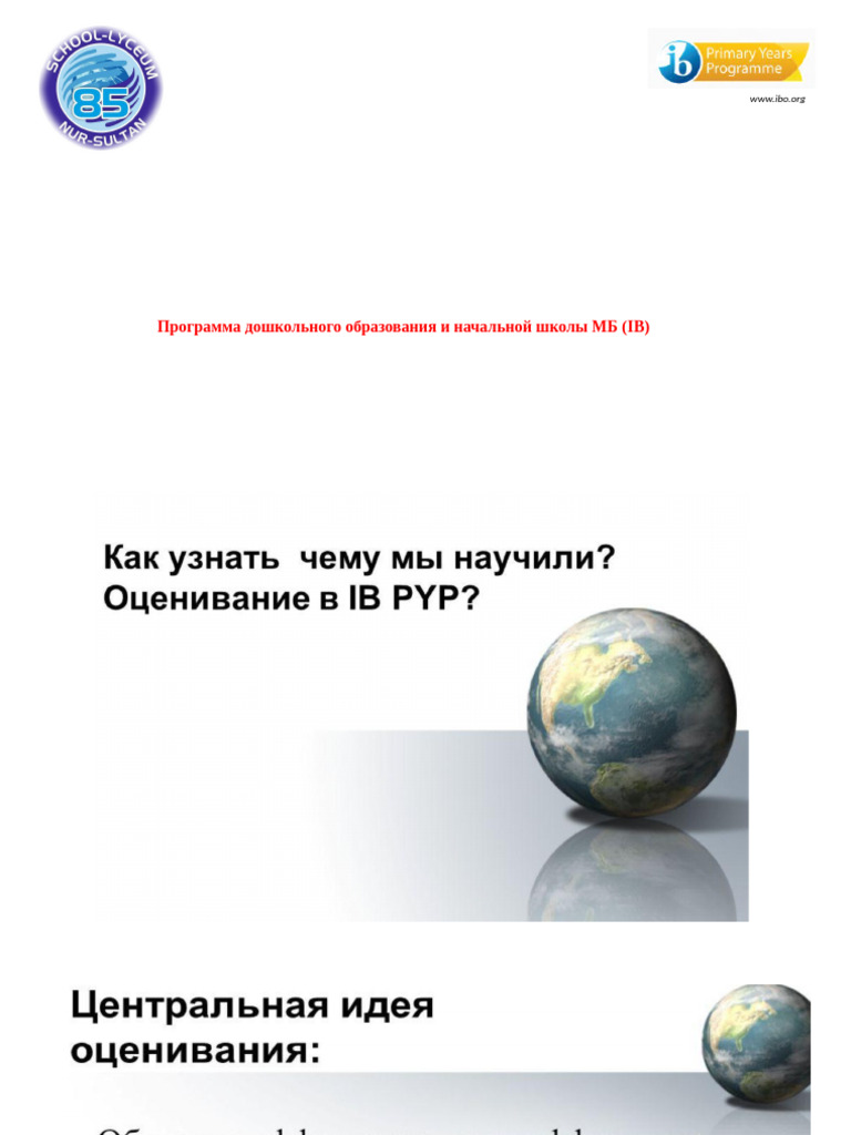 Оценивание в PYP | PDF