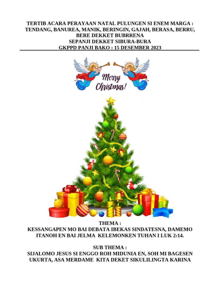 Tertib Acara Perayaan Natal Pulungen Si Enem Marga | PDF