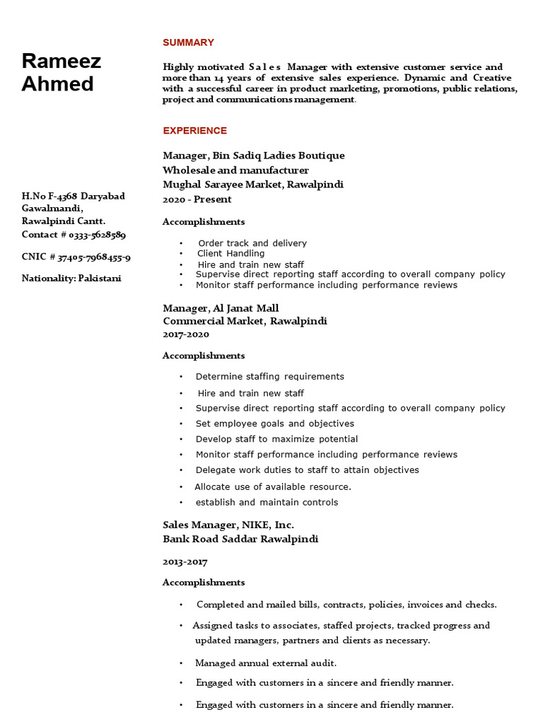 CV - Rameez - No Pic | PDF