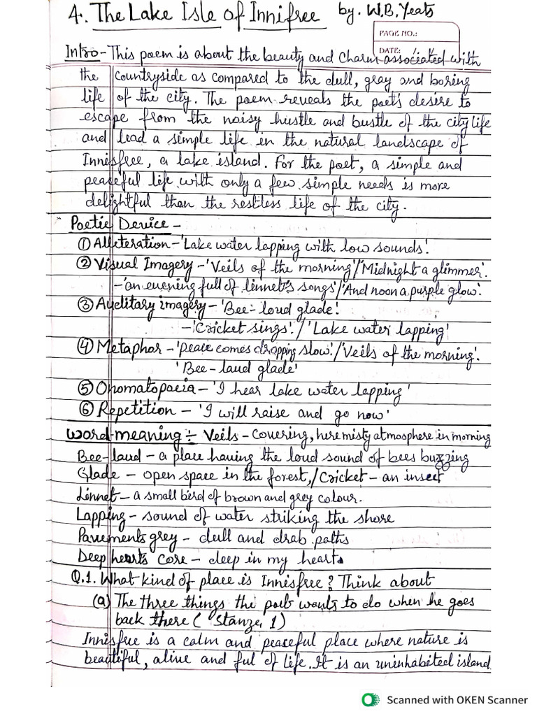 The Lake Isle of Innisfree | PDF