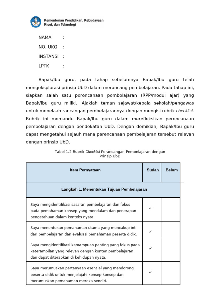 Modul 1 Topik 1 Menelaah Dengan Prinsip Ubd | PDF