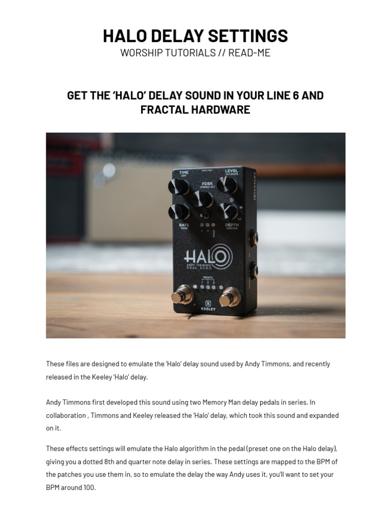 Halo Delay Effects Settings - Line 6 and Fractal | PDF