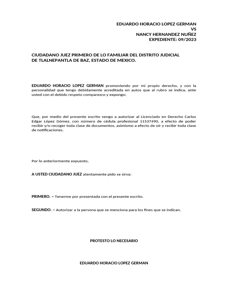 Eduardo Horacio Lopez German Autorizacion 09-2023 | PDF