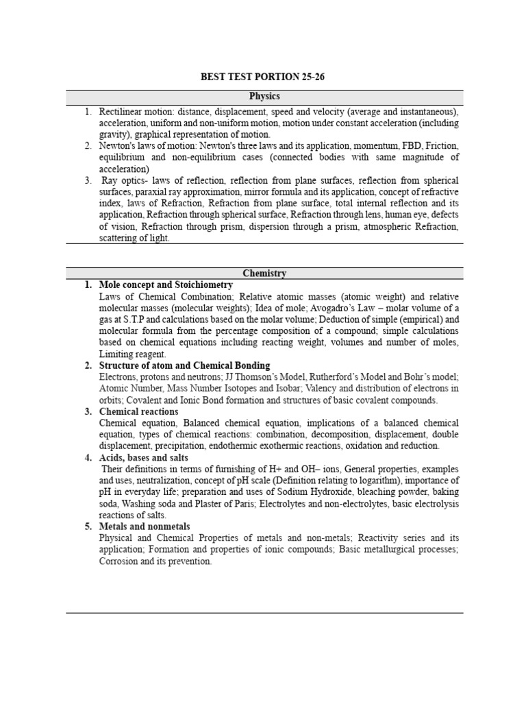 Ay25-26 Best Test Portions | PDF