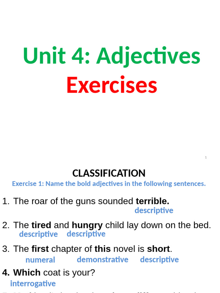 ADJECTIVES Ex KEYS | PDF