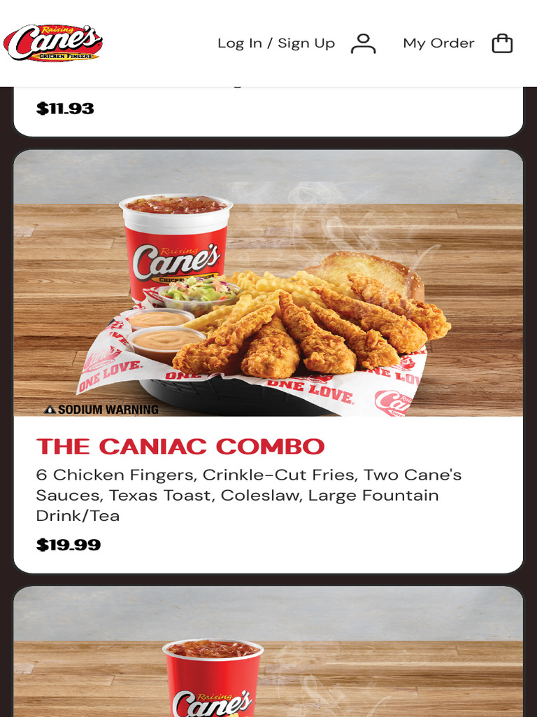Combos - Order Online - Raising Canes | PDF