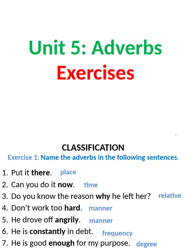 ADVERBS Ex KEYS | PDF