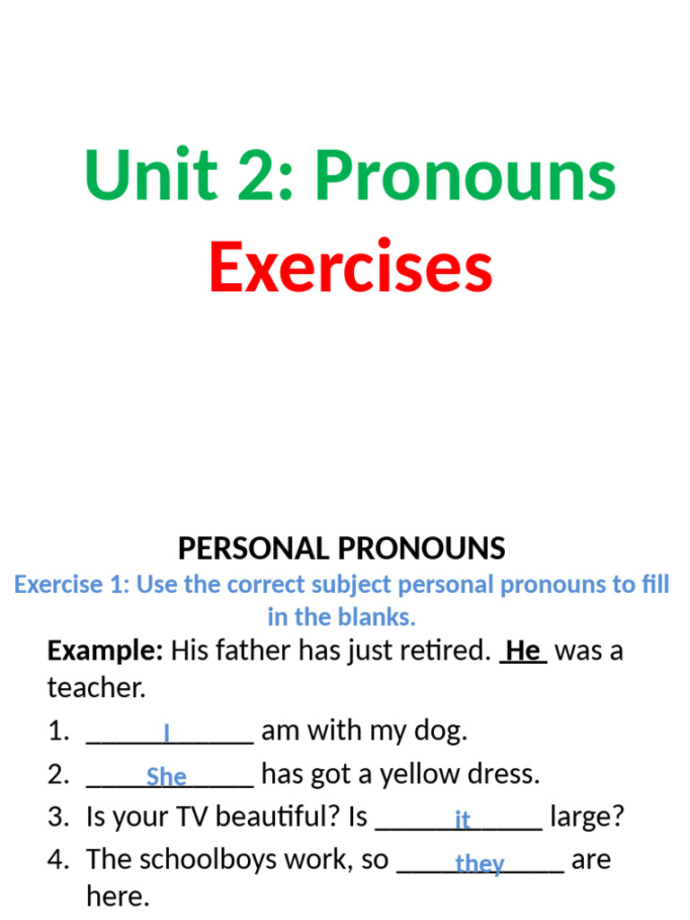 Pronouns Ex Keys | PDF