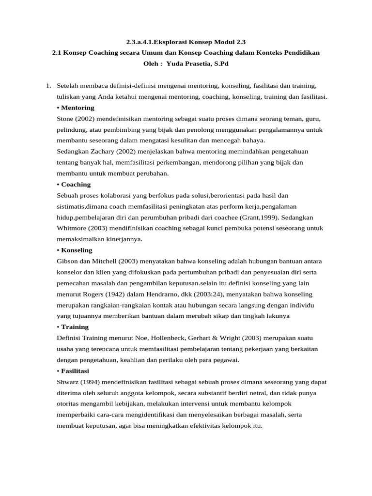 Modul 2.3 - 2.1 Konsep Coaching | PDF