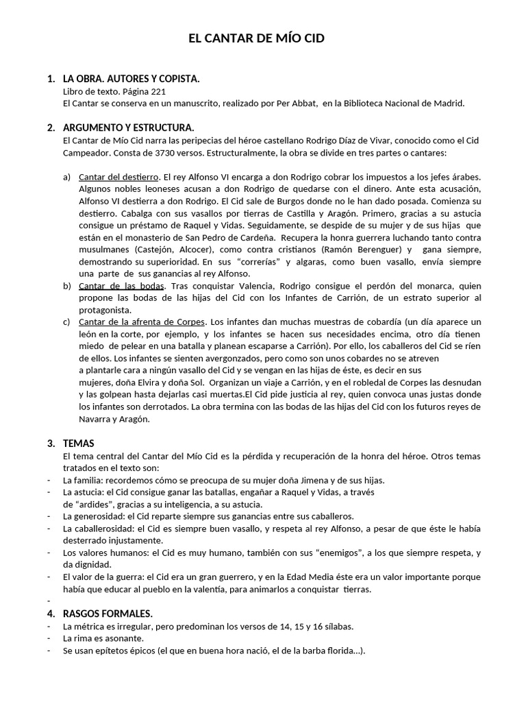 EL CANTAR DE MÍO CID | PDF