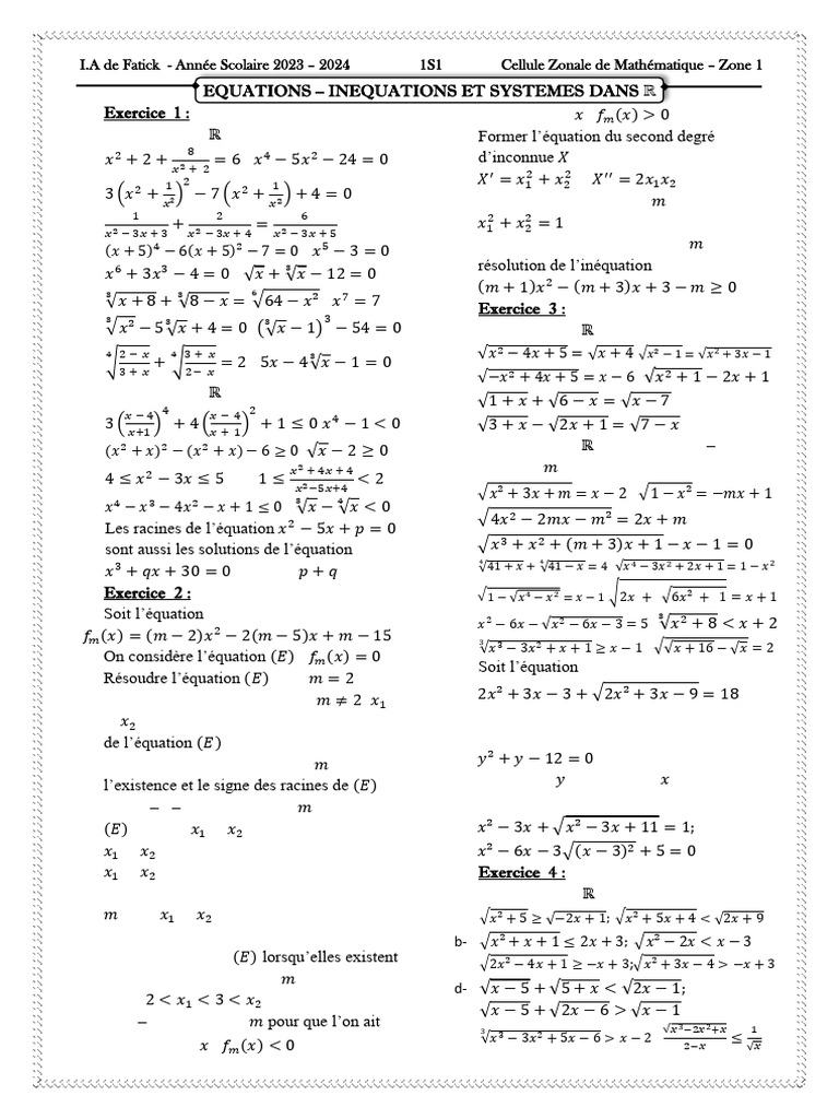 1S1 Equation Inequations | PDF