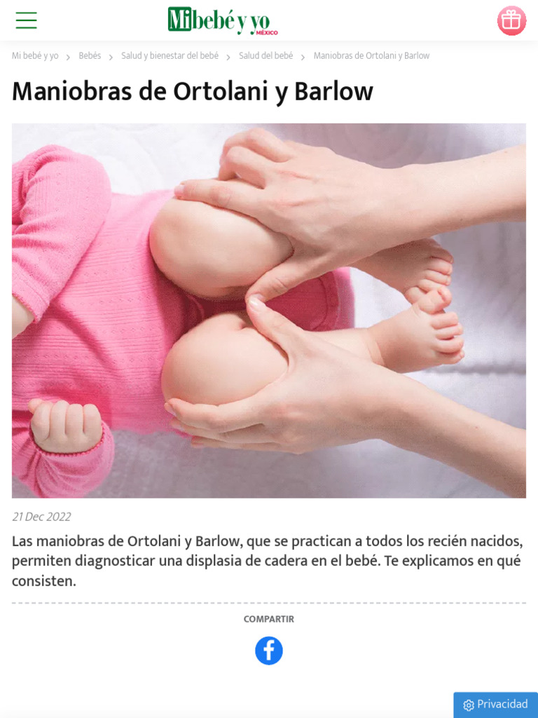 Maniobras de Ortolani y Barlow | PDF