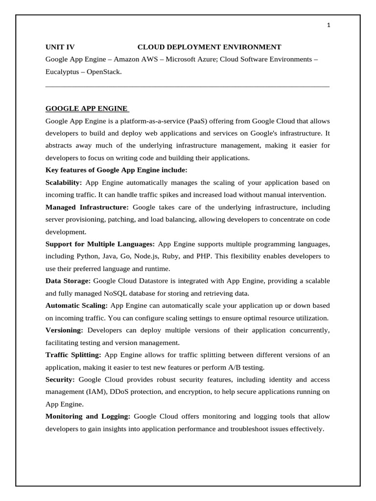 UNIT 4-Cloud Computing | PDF