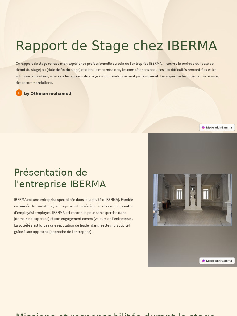 Rapport de Stage Chez IBERMA | PDF
