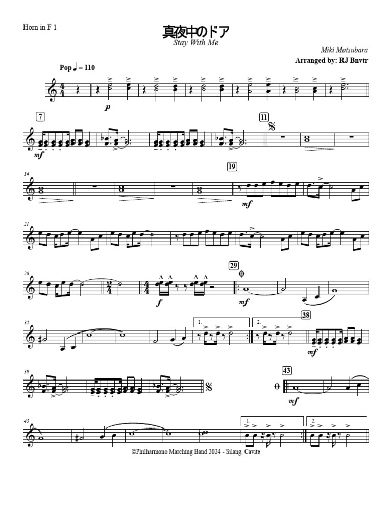 STAY WITH ME - Horn in F 1 | PDF