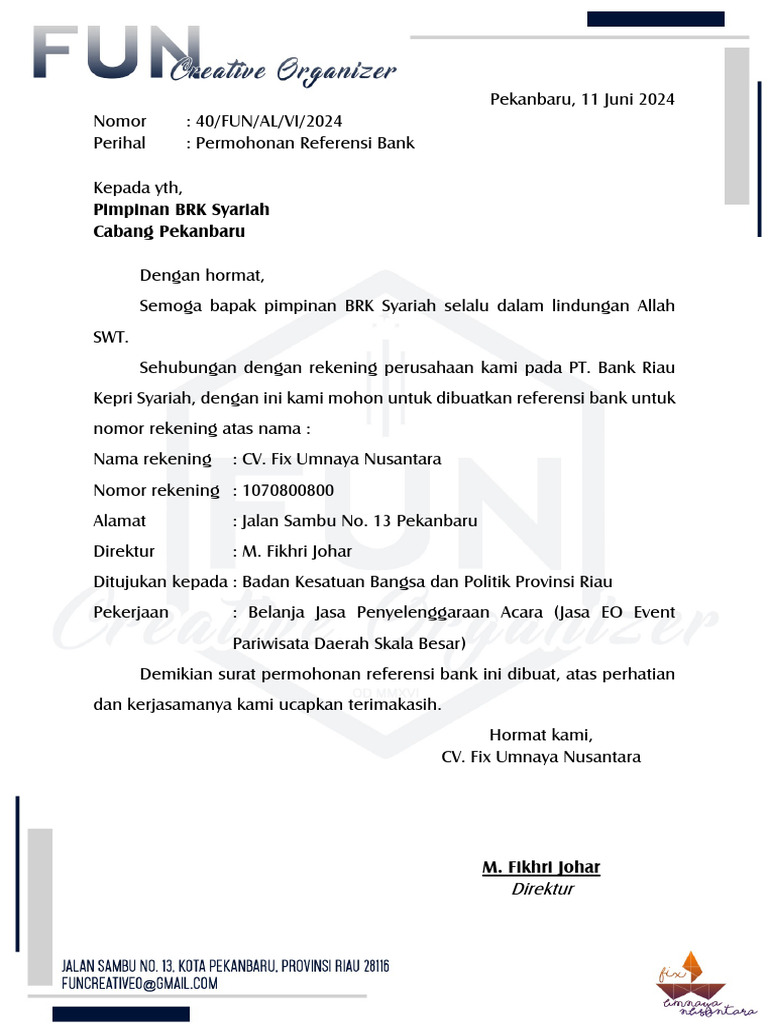 Surat Permohonan Referensi Bank BJB | PDF | Finance & Money Management
