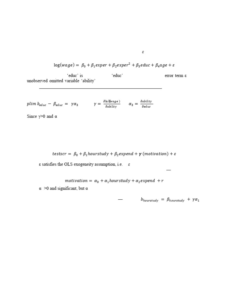Notes On Endogeneity Part 2 | PDF
