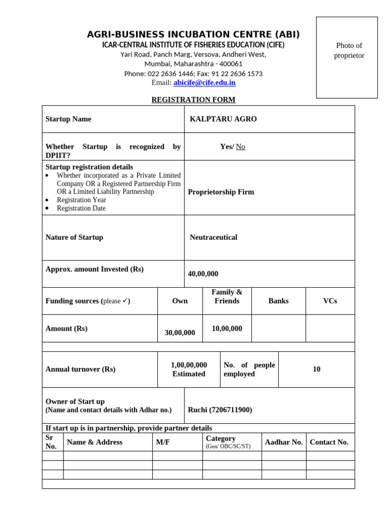 6 - Startup Registration Form | PDF