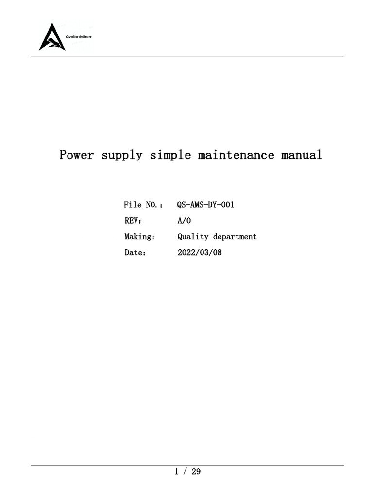 1 Power Supply Simple Maintenance Manual | PDF