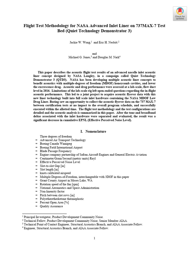Flight Test Methodology For NASA Advanced Inlet Liner On 737MAX-7 Test ...