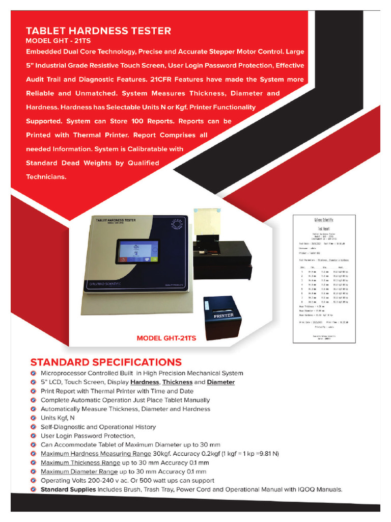 Brochure Tablet Hardness Tester GHT-21TS | PDF