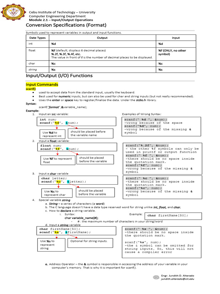Module 21 Input And Output Operations Pdf String Computer Science Software