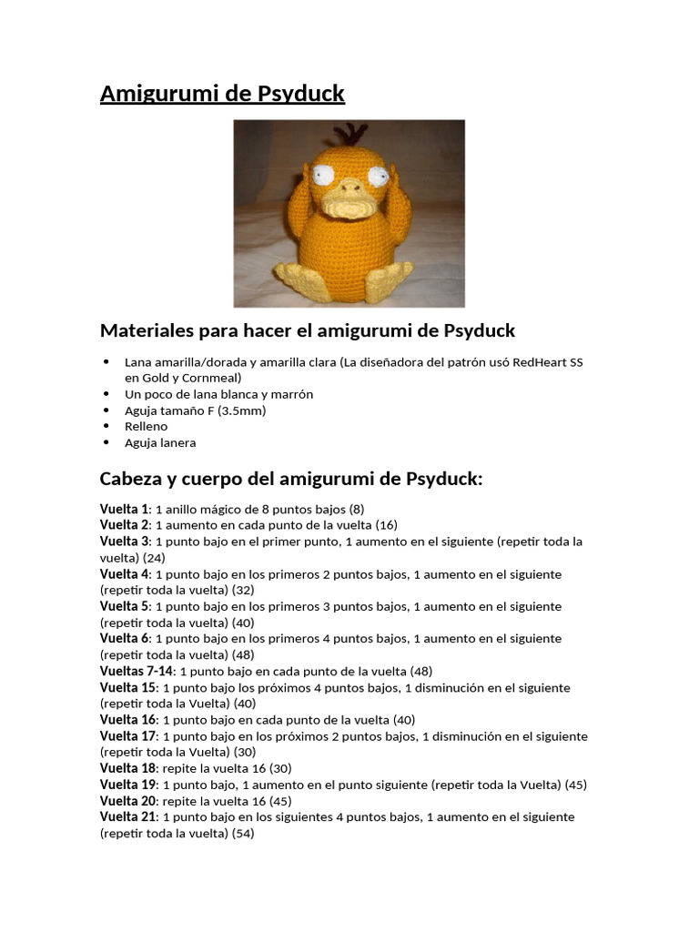 Amigurumi de Psyduck | PDF