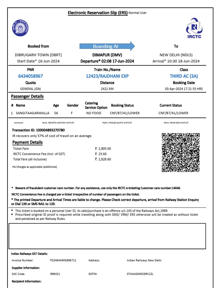 12423/RAJDHANI EXP Third Ac (3A) | PDF