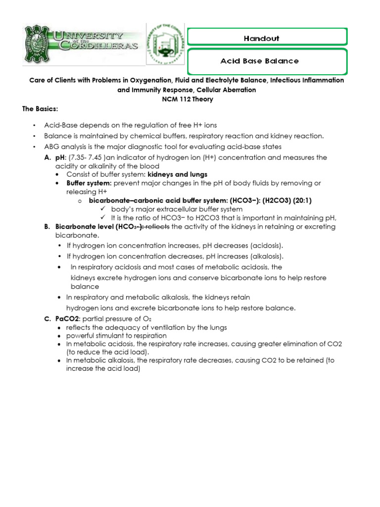 Acid Base Disorders Pdf