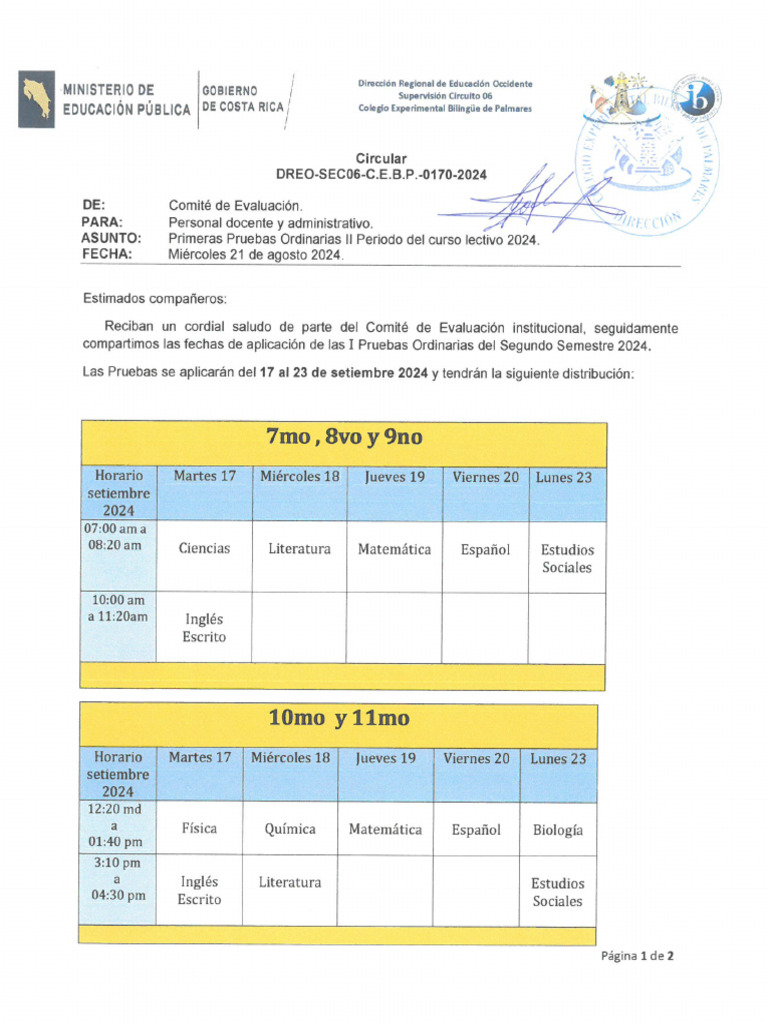 Circular DREO-SEC06-C.E.B.P.-170-2024 | PDF