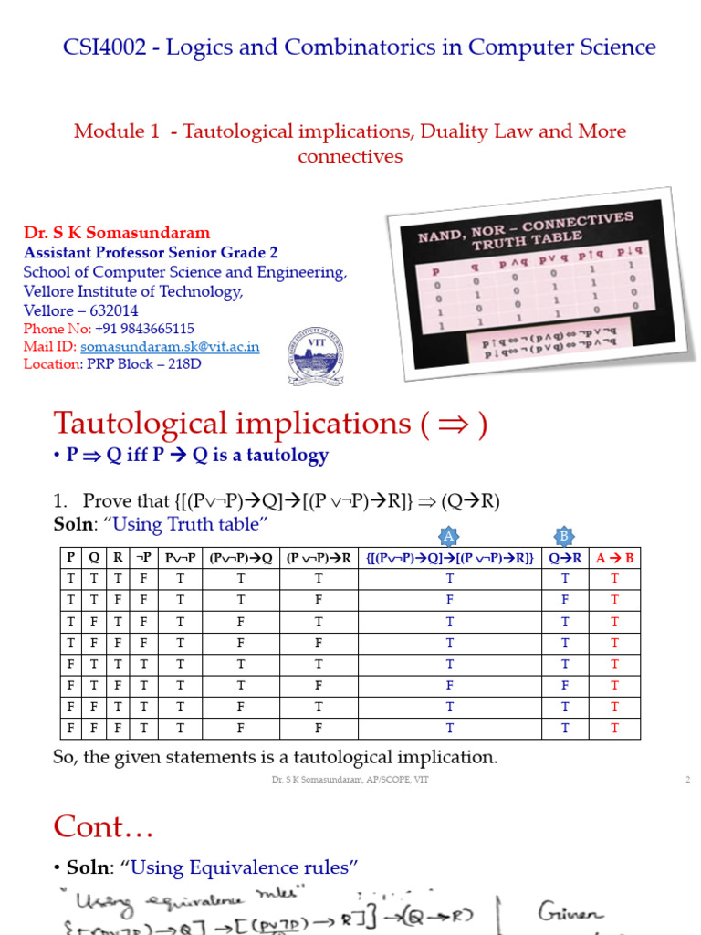 CSI4002 - Logics and Combinatorics in Computer Science | PDF