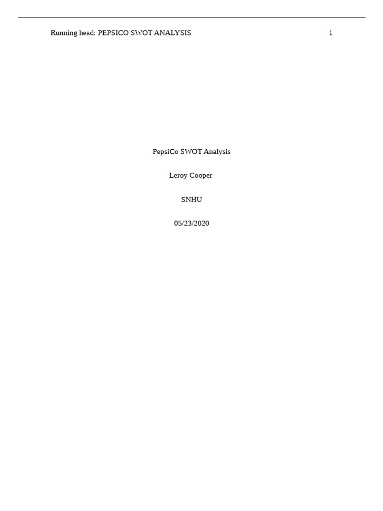 PepsiCo SWOT Analysis Overview | PDF | Pepsi Co | Business