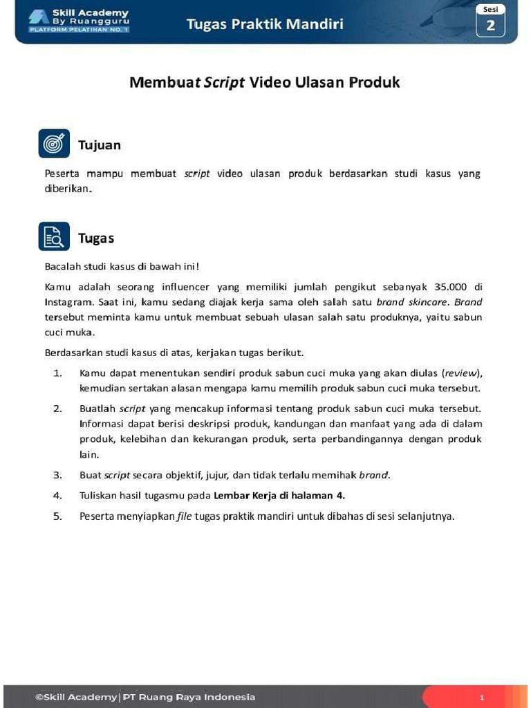 tpm2 Memnuat Script Video Ulasan Produk, (Mahesa Ramadhani R.F) | PDF