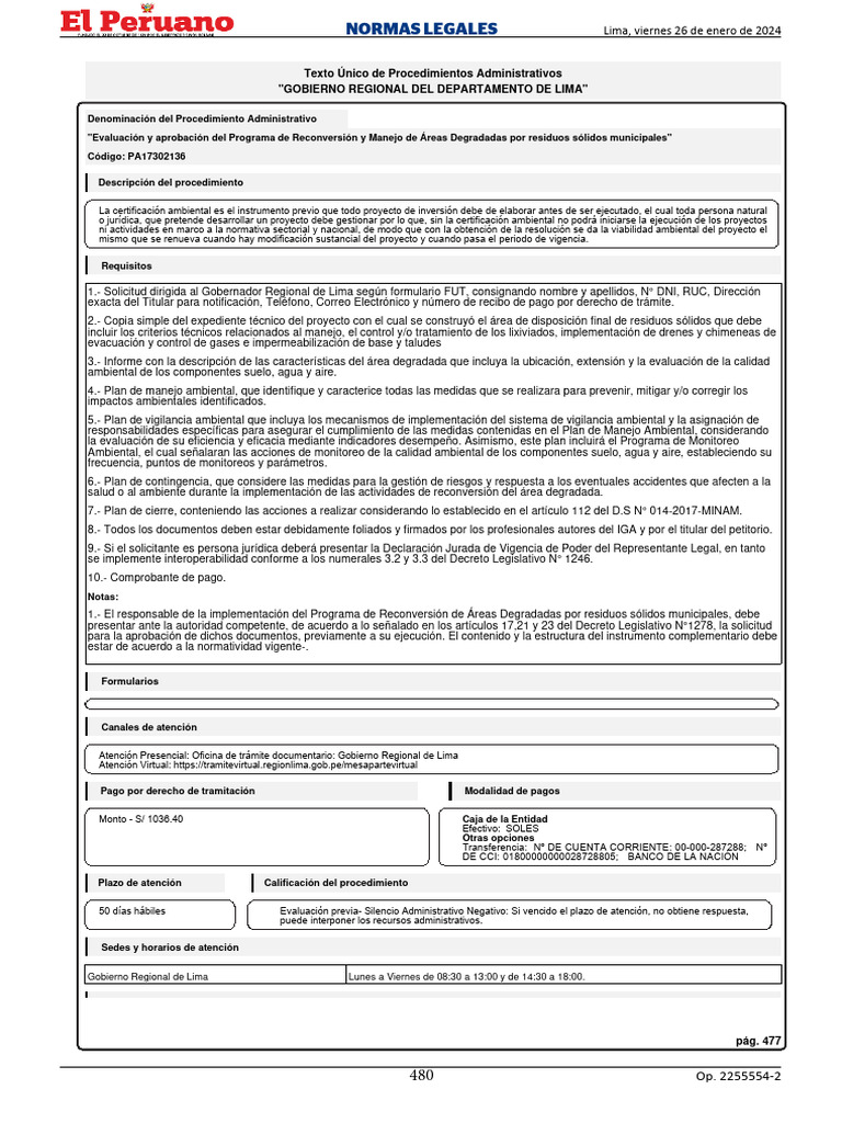 5173675-Texto-Unico-De-Procedimiento-Administrativo-Tupa-2024 (1) - 478-491-3-4 | PDF