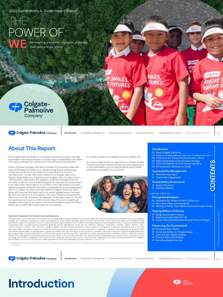 Colgate Palmolive Sustainability and Social Impact Final Report 2023 ...