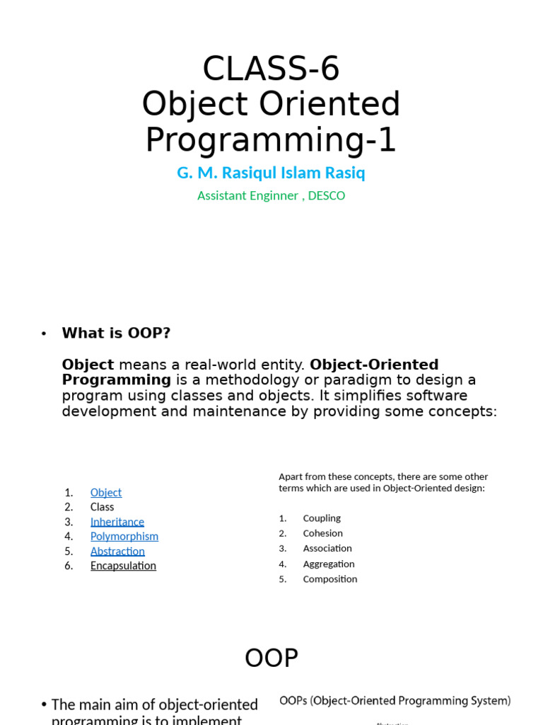 Class - 6 - Object Oriented Programming (Java) | PDF Class - 6 - Object Oriented Programming (Java) | PDF