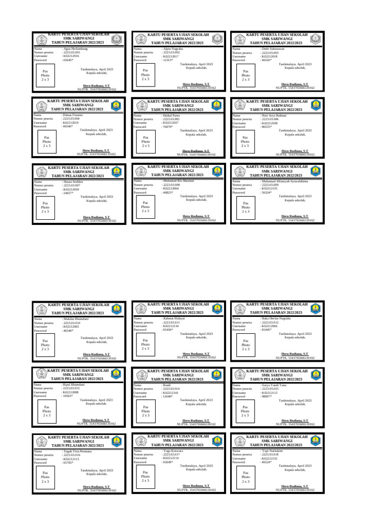 Contoh Kartu Us | PDF