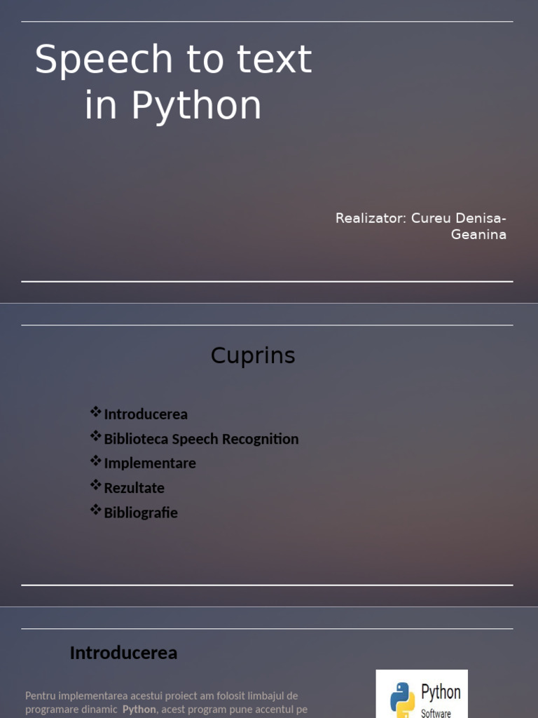 Speech To Text in Python | PDF