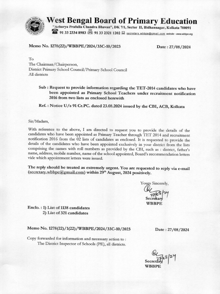 Letter To The DPSCs - 0001 | PDF