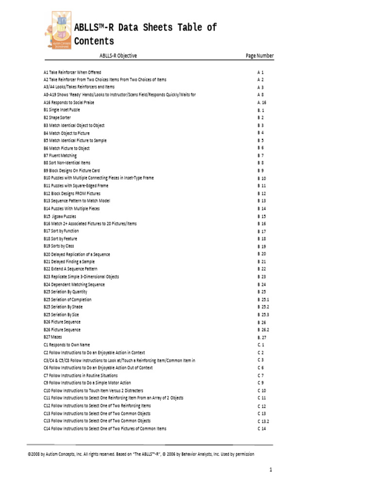 ABLLS R Data Sheets3 | PDF