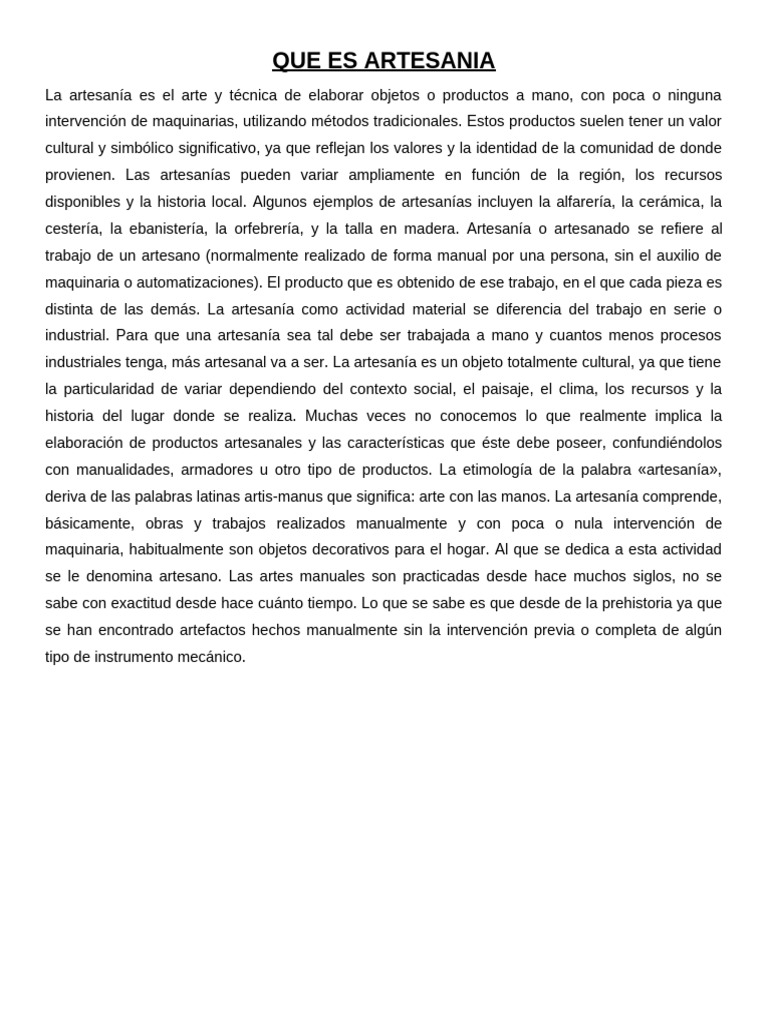 Definición de Artesanía y su Significado | PDF
