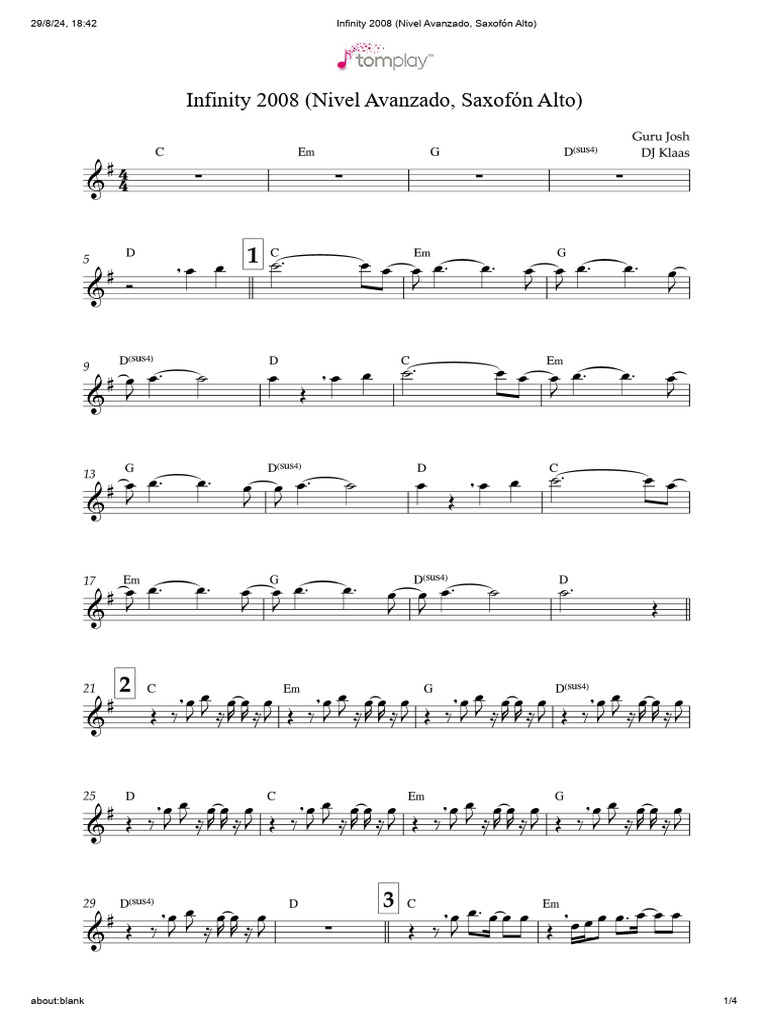 Infinity 2008 (Nivel Avanzado, Saxofón Alto) | PDF