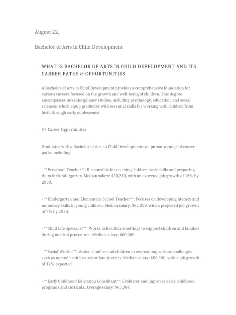 Child Development Degree: Careers & Skills | PDF | Child Development ...