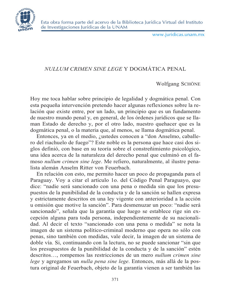 Nullum Crimen Sine Lege y Dogmática Penal | PDF