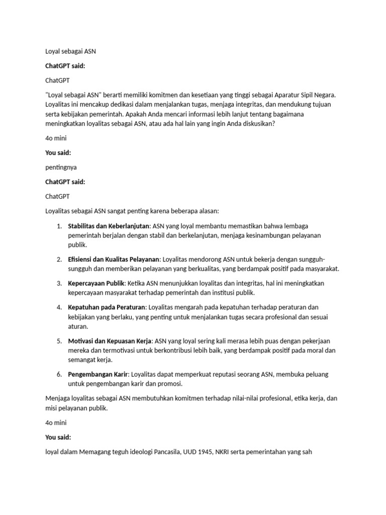 Loyal Sebagai ASN | PDF
