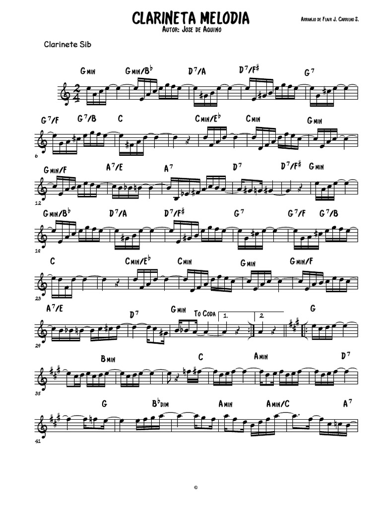 Clarinete Melodia - José de Aquino - Clarinete Sib | PDF