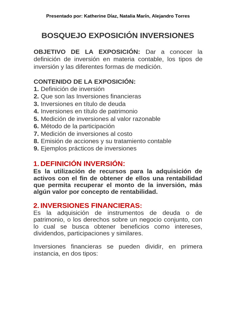 Bosquejo Inversiones Contabilidad | PDF