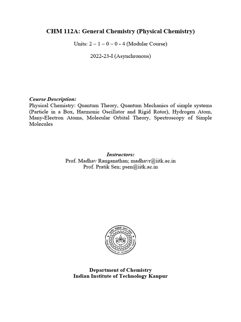 Physical Che 112A | PDF